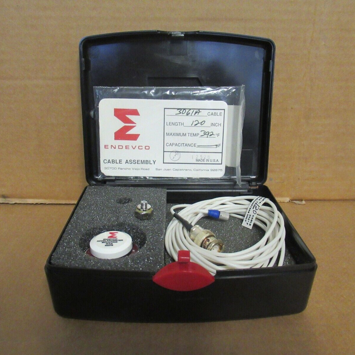 Endevco Model 2256A Isotron Accelerometer + 3061A Cable For Vibration ...
