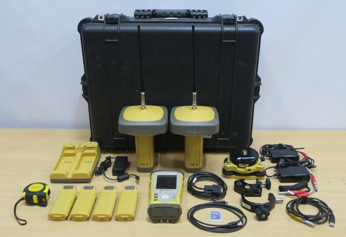 Topcon GR-3 Digital UHF GNSS GPS Receiver FC-200 Field Controller Base ...