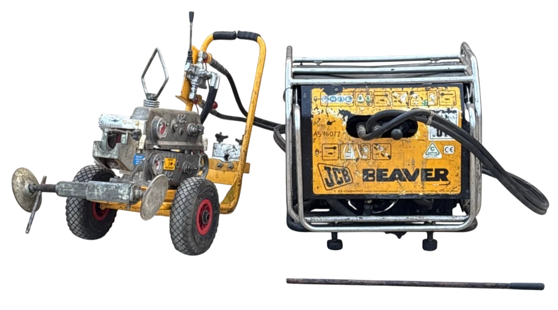 CBS Hydraulic Reel Duct Rod Pusher C127000104 + JCB Beaver Diesel Powe ...